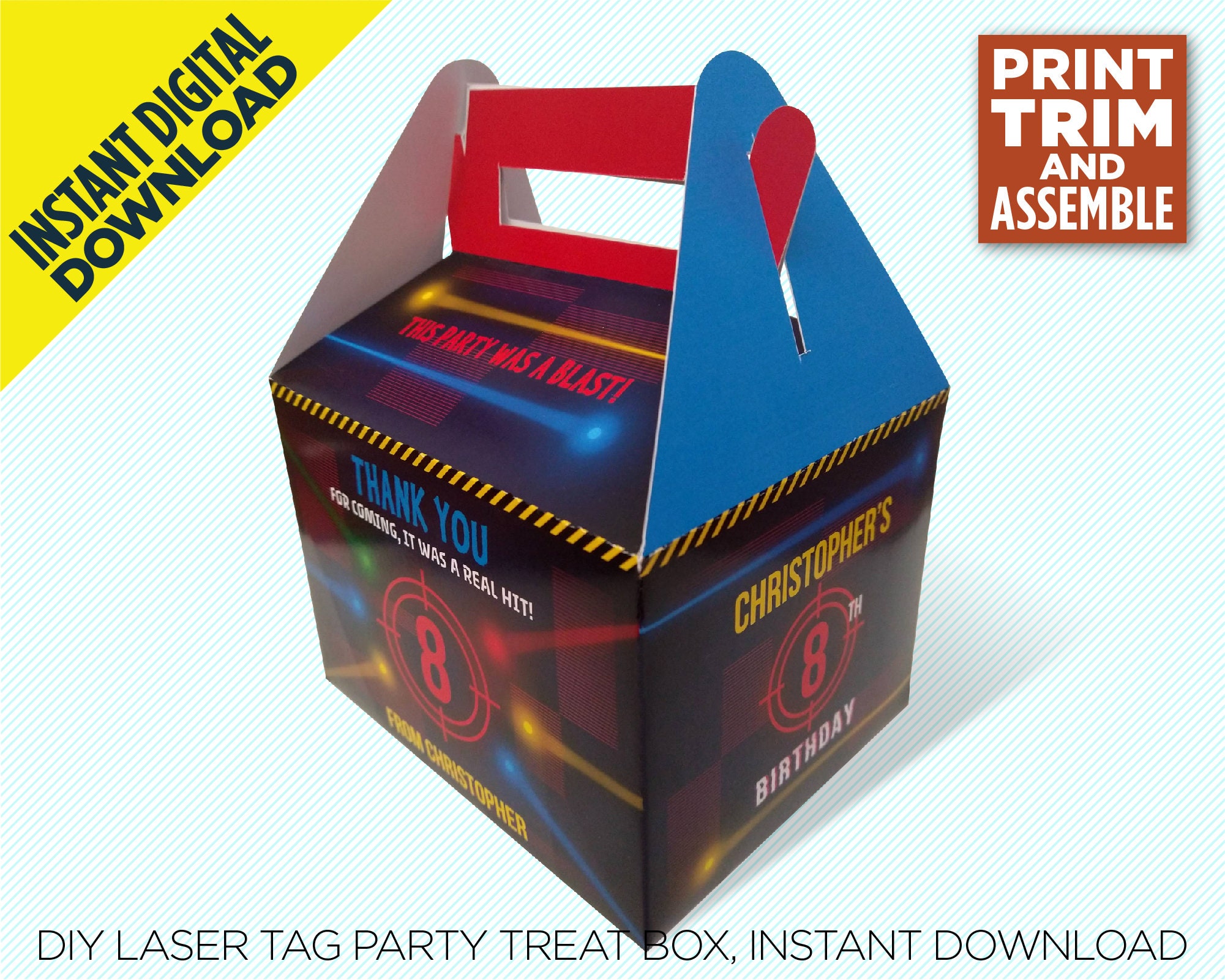 Laser Tag Birthday Party DIY Printable Treat Box Instant - Etsy