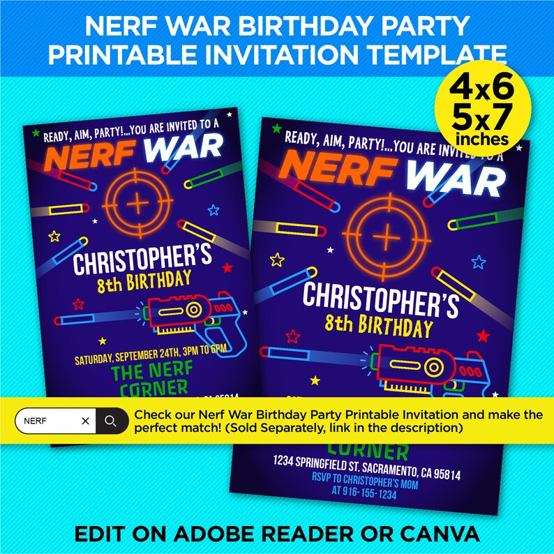 Customizable Nerf Party Printable VIP Pass - Personalized Guest Names ...