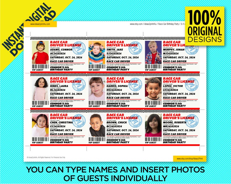 Race Car Driver's License Printable | F1 Birthday | Edit With Canva - Etsy