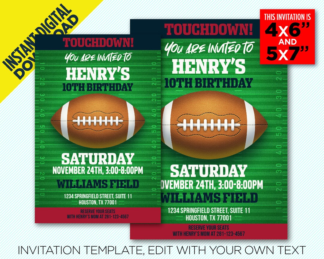 Houston Texans Birthday Party Printable Invitation Texans - Etsy