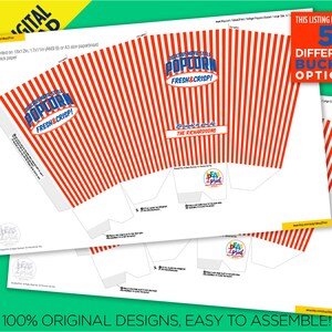 DIY Vintage Popcorn Bucket Printable 4 Different Sizes Instant Digital ...