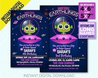 Alien Birthday Invite - Etsy