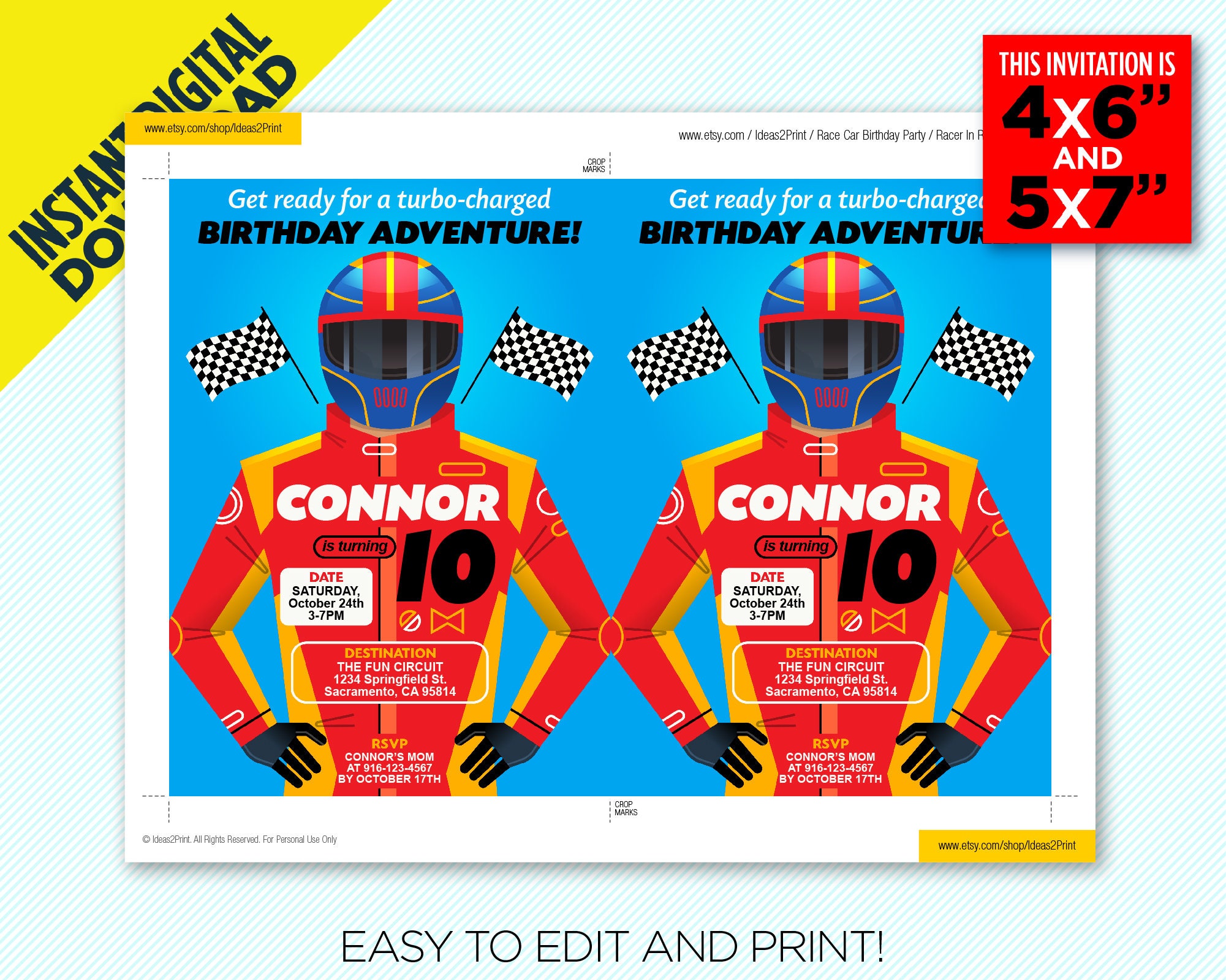 F1 Red Racer Birthday Party Printable Invitation Race Car - Etsy