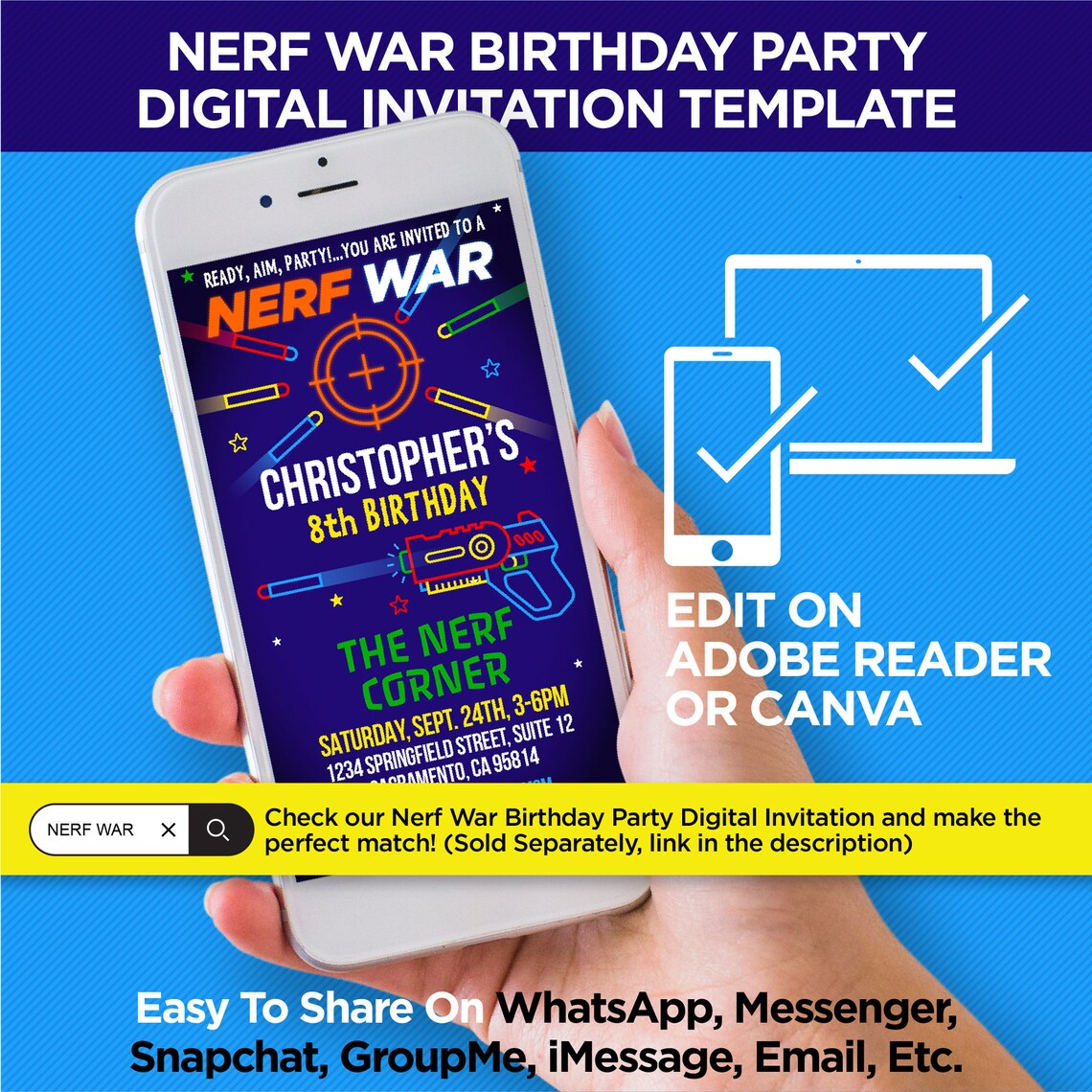 Customizable Nerf Party Printable VIP Pass - Personalized Guest Names ...