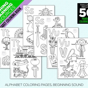 Printable Alphabet Coloring Pages, Beginning Sound, From A to Z, 50 ...