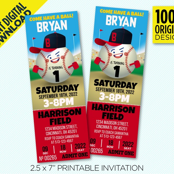 Cincinnati Reds Birthday Invitation - Etsy