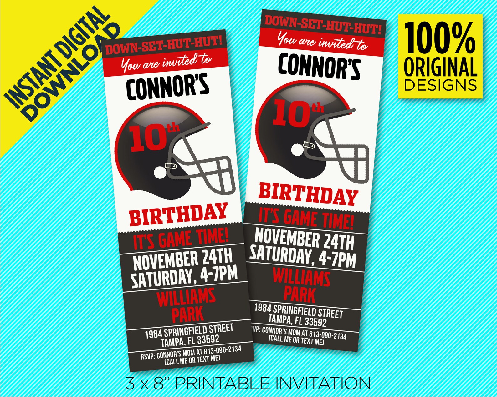 Tampa Bay Football Team Birthday Party Printable Invitation - Tampa Bay ...