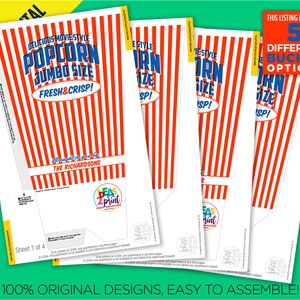 DIY Vintage Popcorn Bucket Printable 4 Different Sizes Instant Digital ...