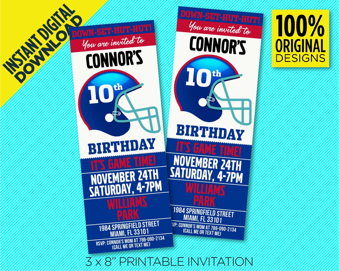 Buffalo Colors Football Team Birthday Party Printable Ticket - Etsy