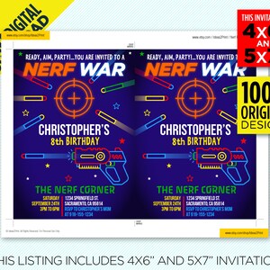 Nerf Party Printable Invitation Nerf War Birthday Party - Etsy