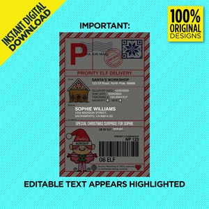 Printable Elf Girl Shipping Label Christmas Delivery Mail Labels From ...