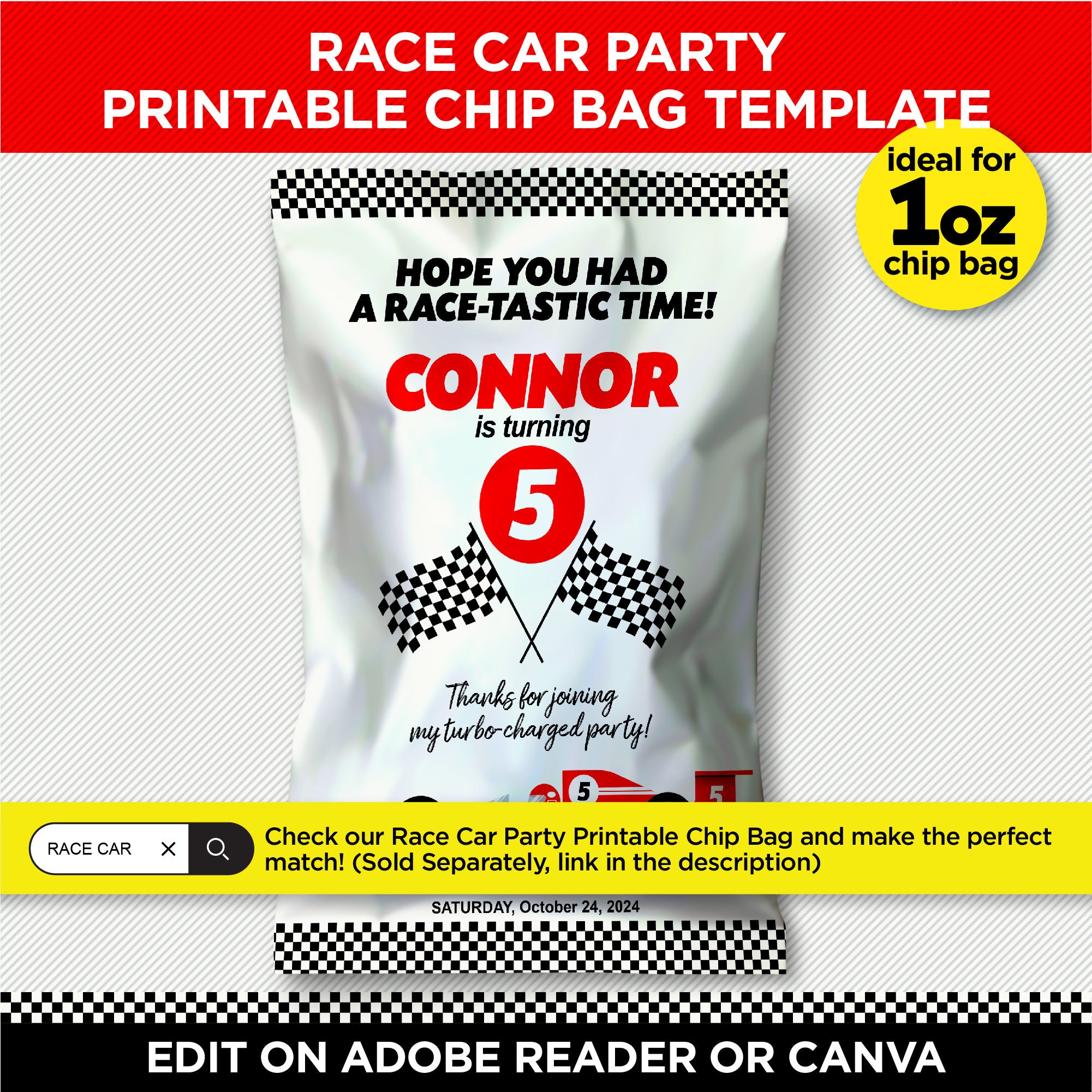 Race Car Birthday Party Printable Juice Pouch Label | F1 Racer Capri ...
