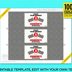 Race Car Party Printable Gatorade Bottle Label Template | 12 Oz / 20 Oz ...
