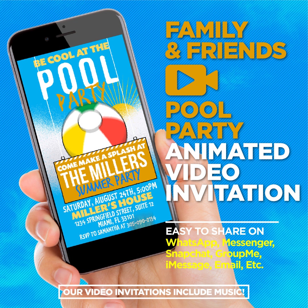 Pool Party Animated Video Invitation Family Reunion & Springtime ...