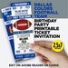 Dallas Colors Football Team Birthday Party Printable Invitation - Blue ...
