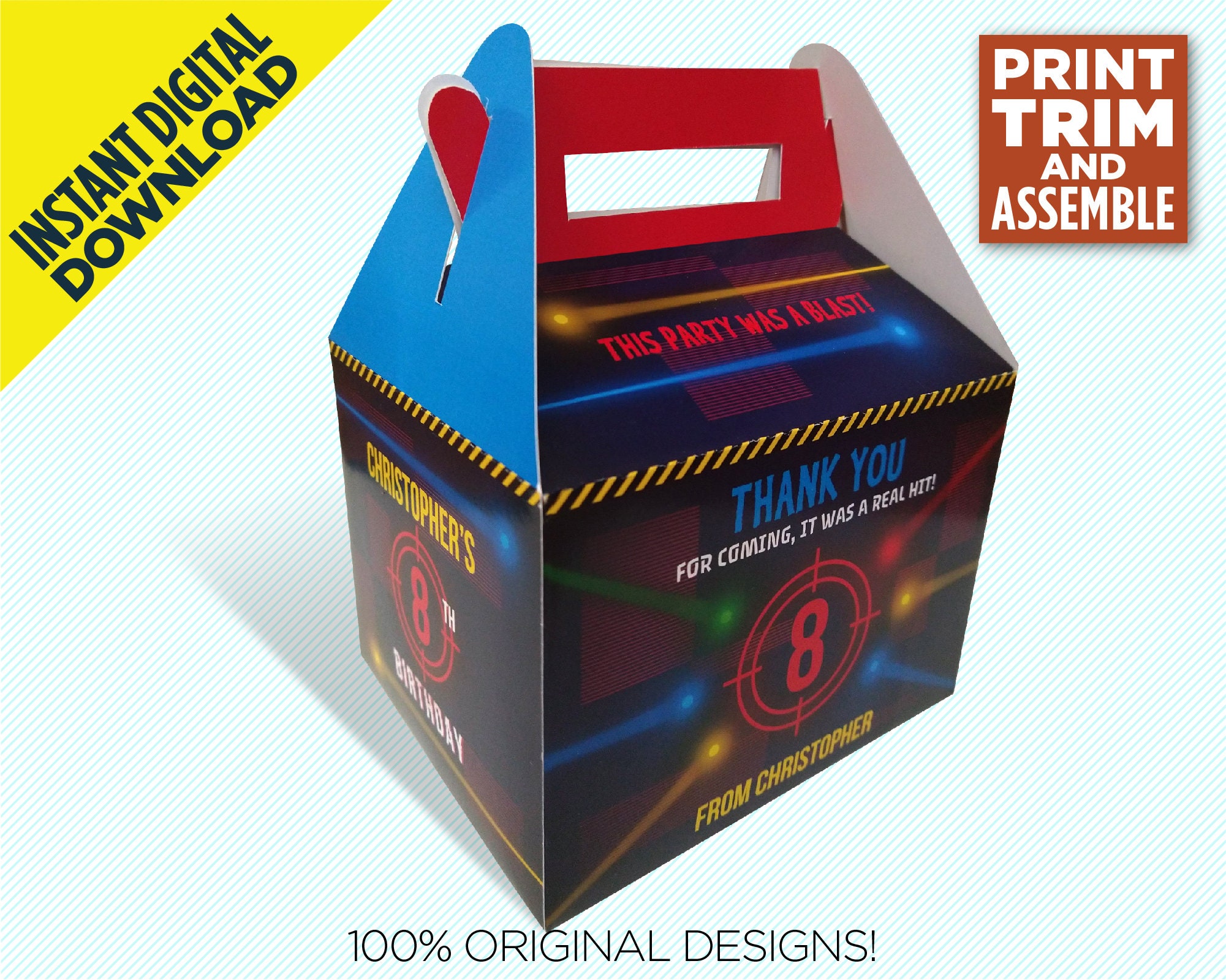 Laser Tag Birthday Party DIY Printable Treat Box Instant - Etsy