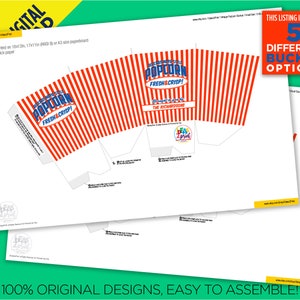 DIY Vintage Popcorn Bucket Printable 4 Different Sizes Instant Digital ...