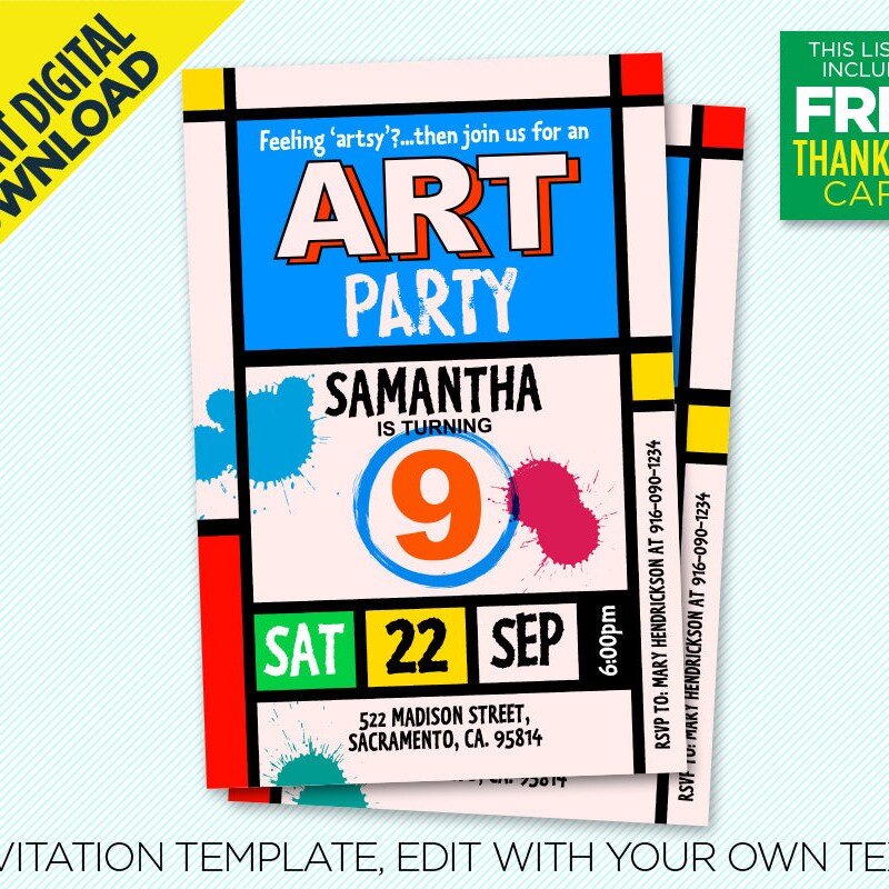 Pop Art Party Invitation - Etsy
