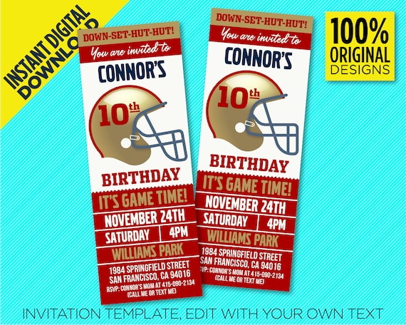 Football Invitations 49ers