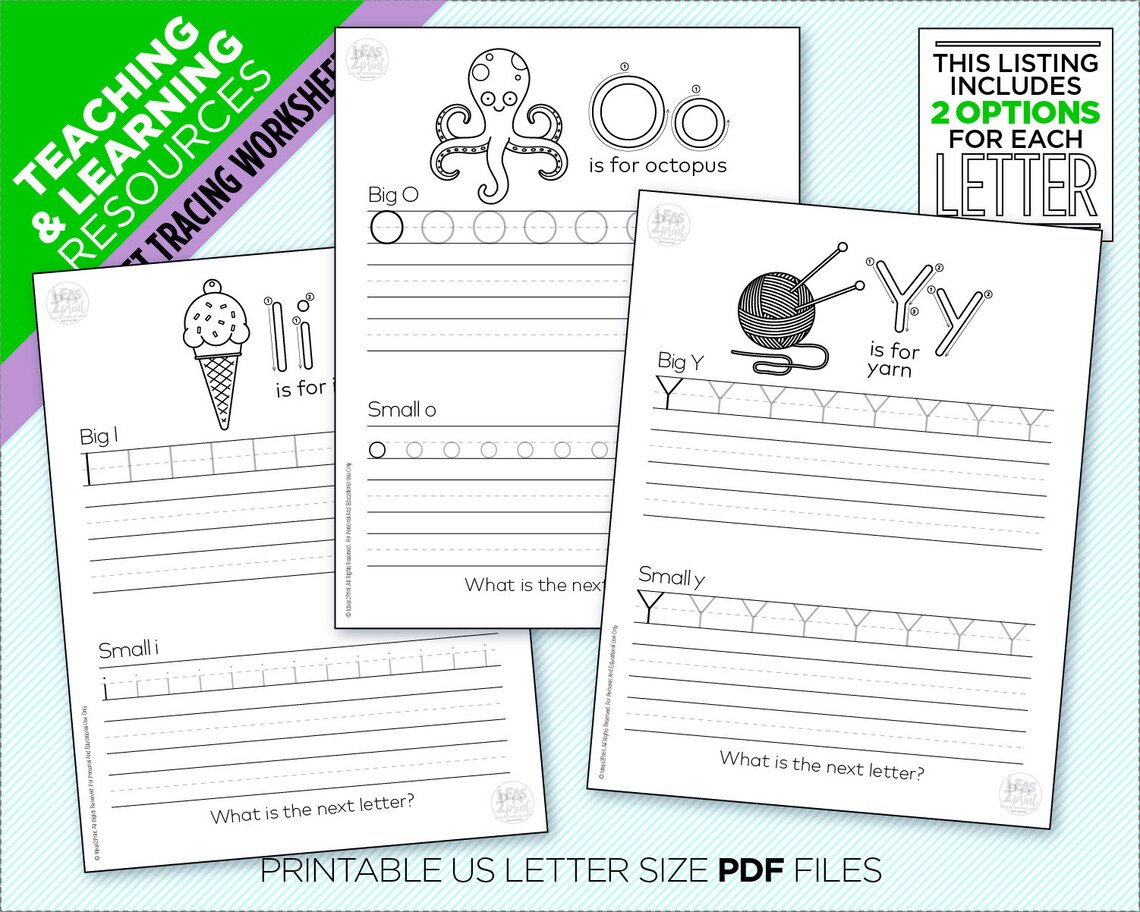 Printable Alphabet Tracing Worksheet From A to Z 2 - Etsy