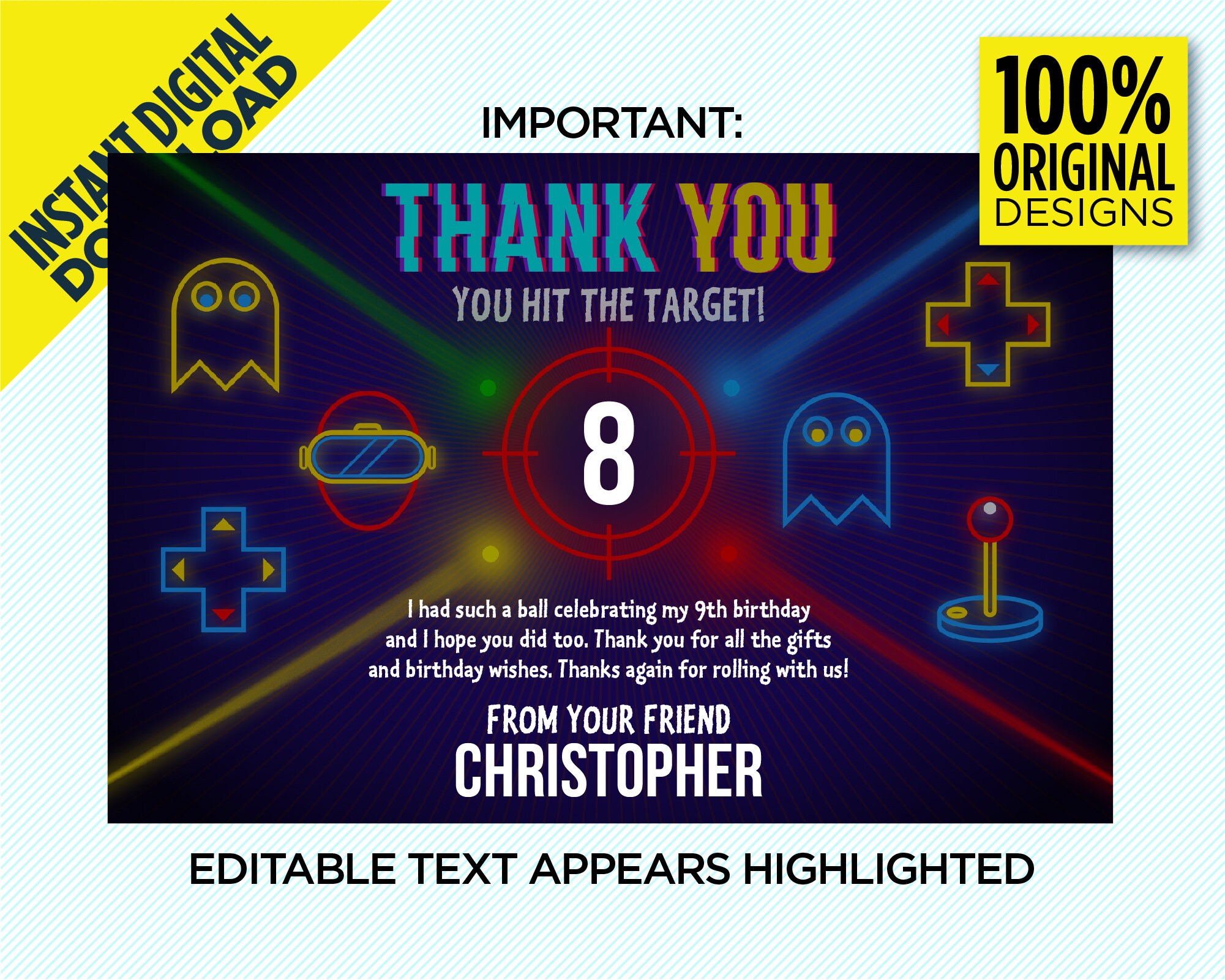 Laser Tag and Arcade Thank You Card 6 X 4 Laser Tag - Etsy