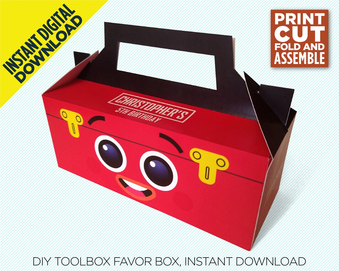 DIY Cute Toolbox Party Printable Favor Box - Construction Birthday ...