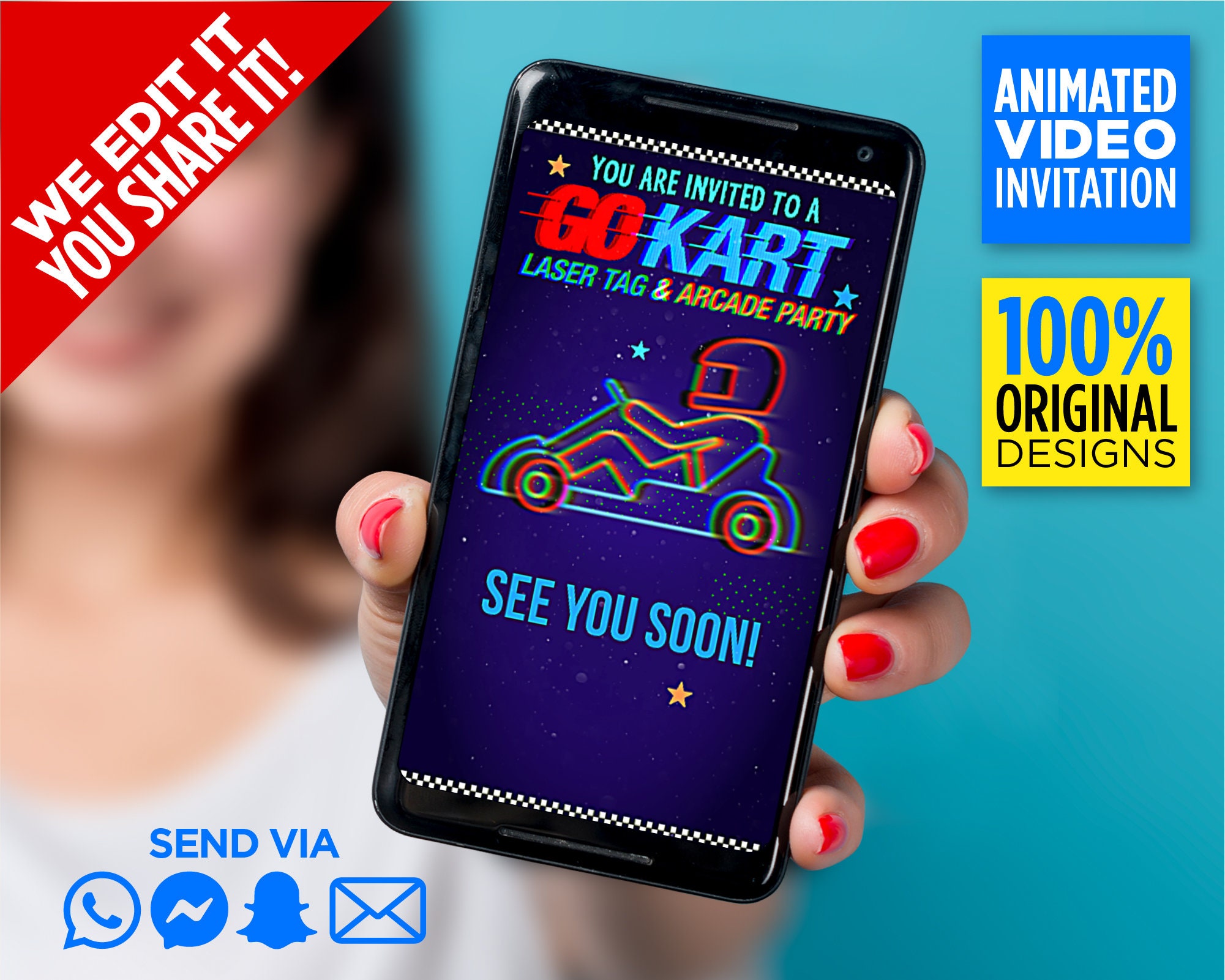 Go Kart Laser Tag and Arcade Birthday Party Video Invitation - Etsy