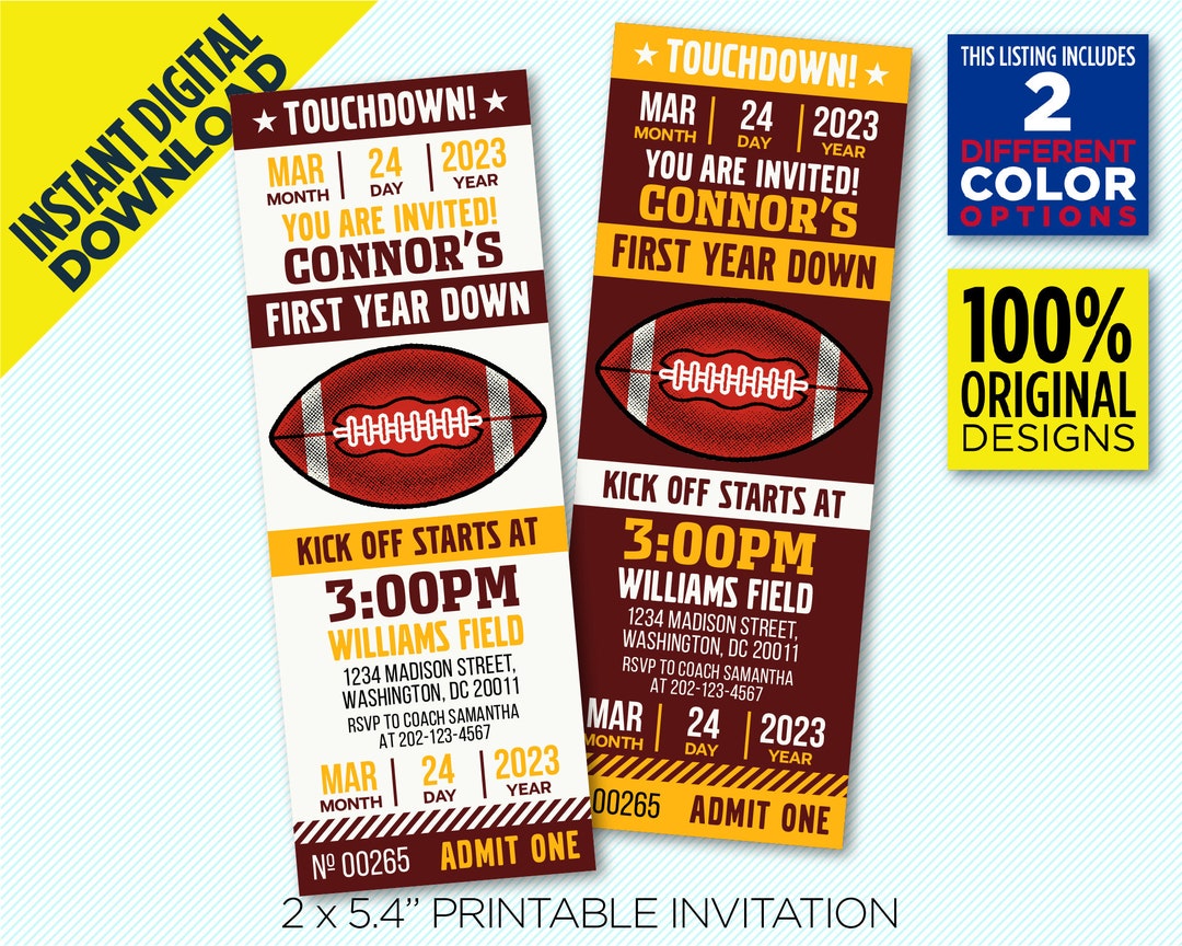 Washington Commanders First Year Down Printable Invitation - Etsy