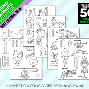 Printable Alphabet Coloring Pages, Beginning Sound, From A to Z, 50 ...