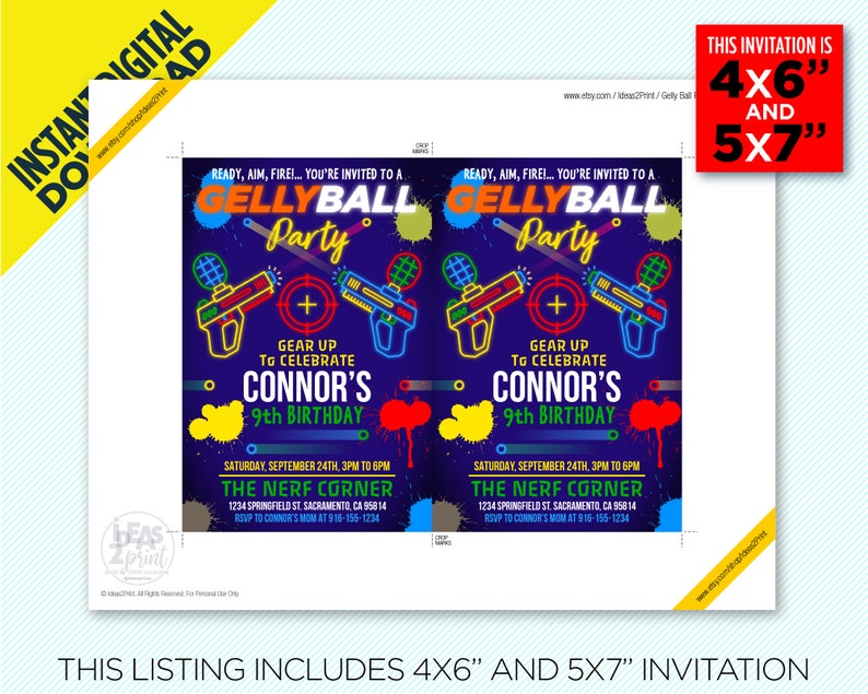Gelly Ball Birthday Party Invitation – Printable, Edit Yourself (adobe ...