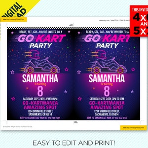 Girls Go Kart Party Printable Invitation - Go-kart Birthday Party ...