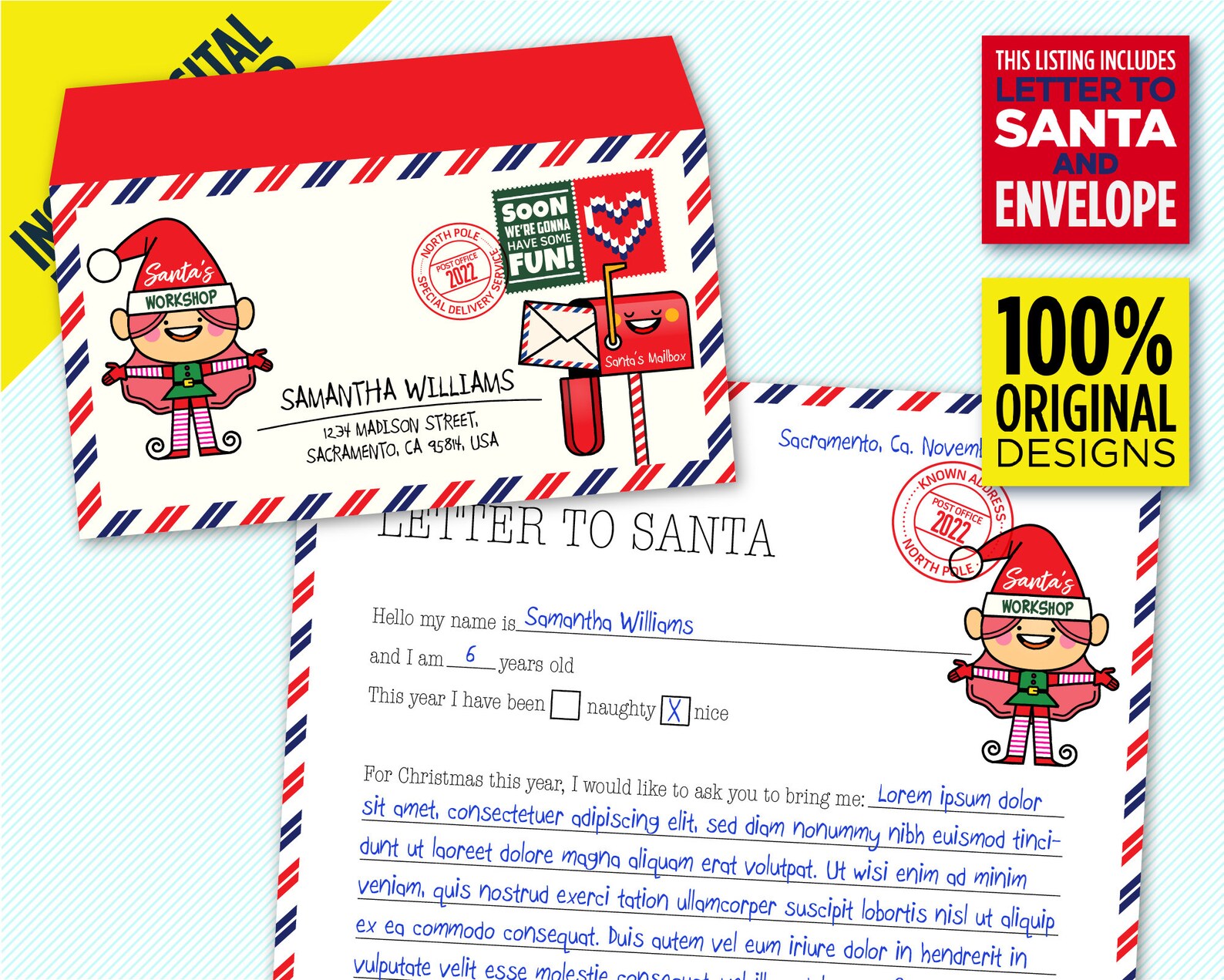 Printable Letter to Santa Includes Printable Envelope From - Etsy