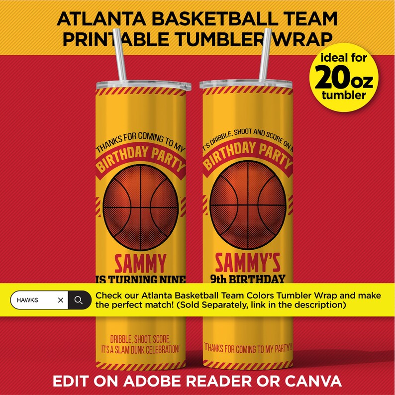 Atlanta Colors Basketball Team Birthday Party Printable Ticket ...