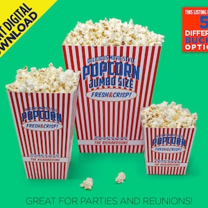 DIY Vintage Popcorn Bucket Printable 4 Different Sizes Instant Digital ...