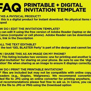 Gel Blaster Birthday Party Invitation Editable Template | Printable ...