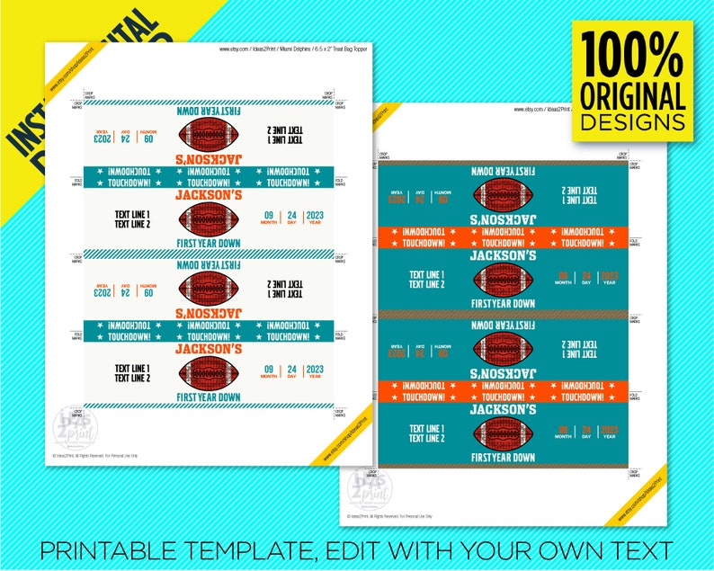 Miami Colors Birthday Party Printable Bag Topper Miami Aqua - Etsy