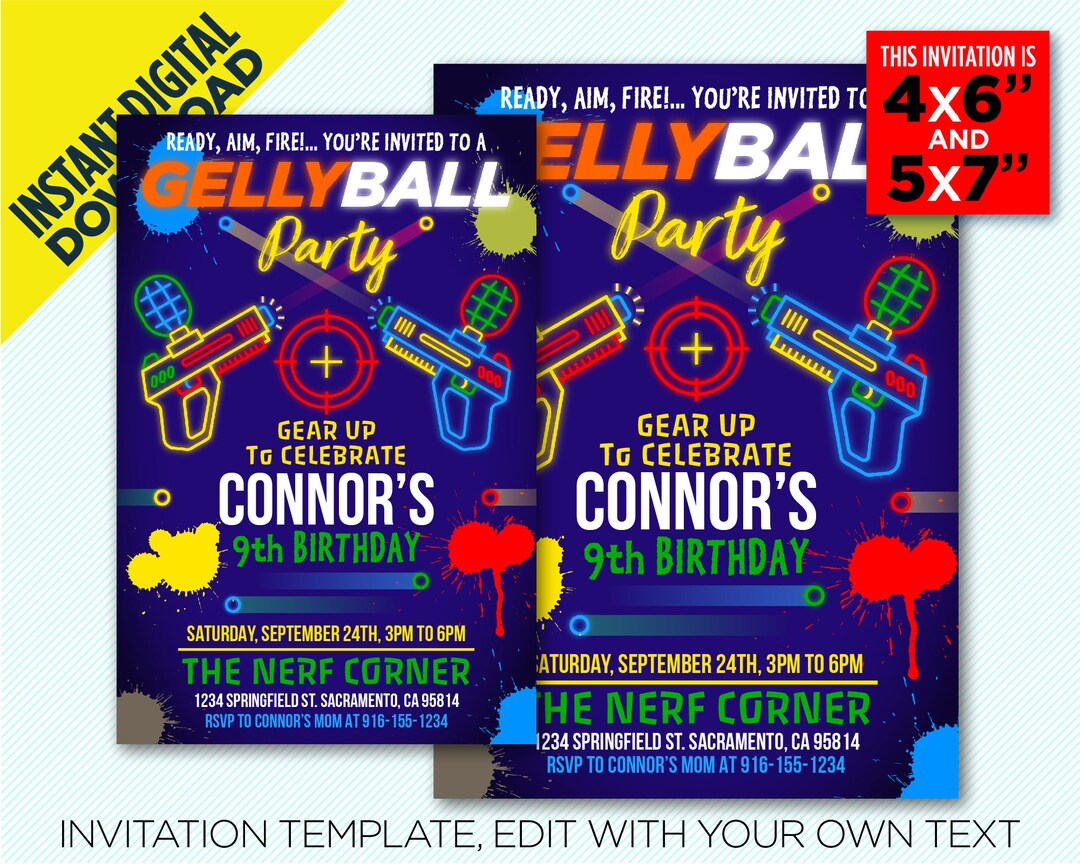Gelly Ball Party Printable Invitation Gelly Ball Birthday - Etsy