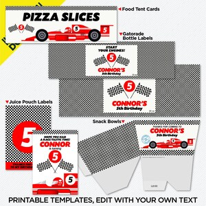 Race Car Birthday Party Printable Template Bundle | F1 Party ...