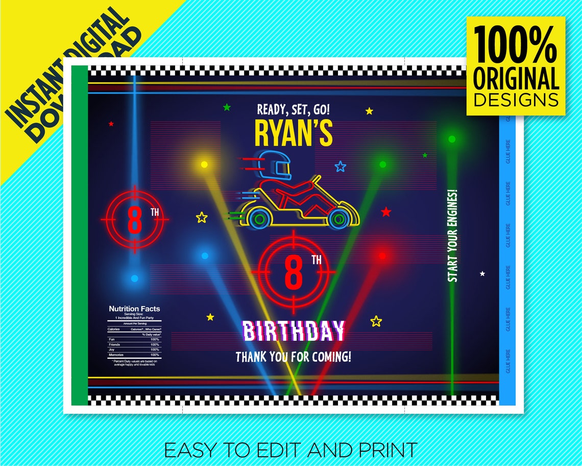 Go Kart & Laser Tag Party Chip Bag Ideal for 1oz Chip Bag or - Etsy