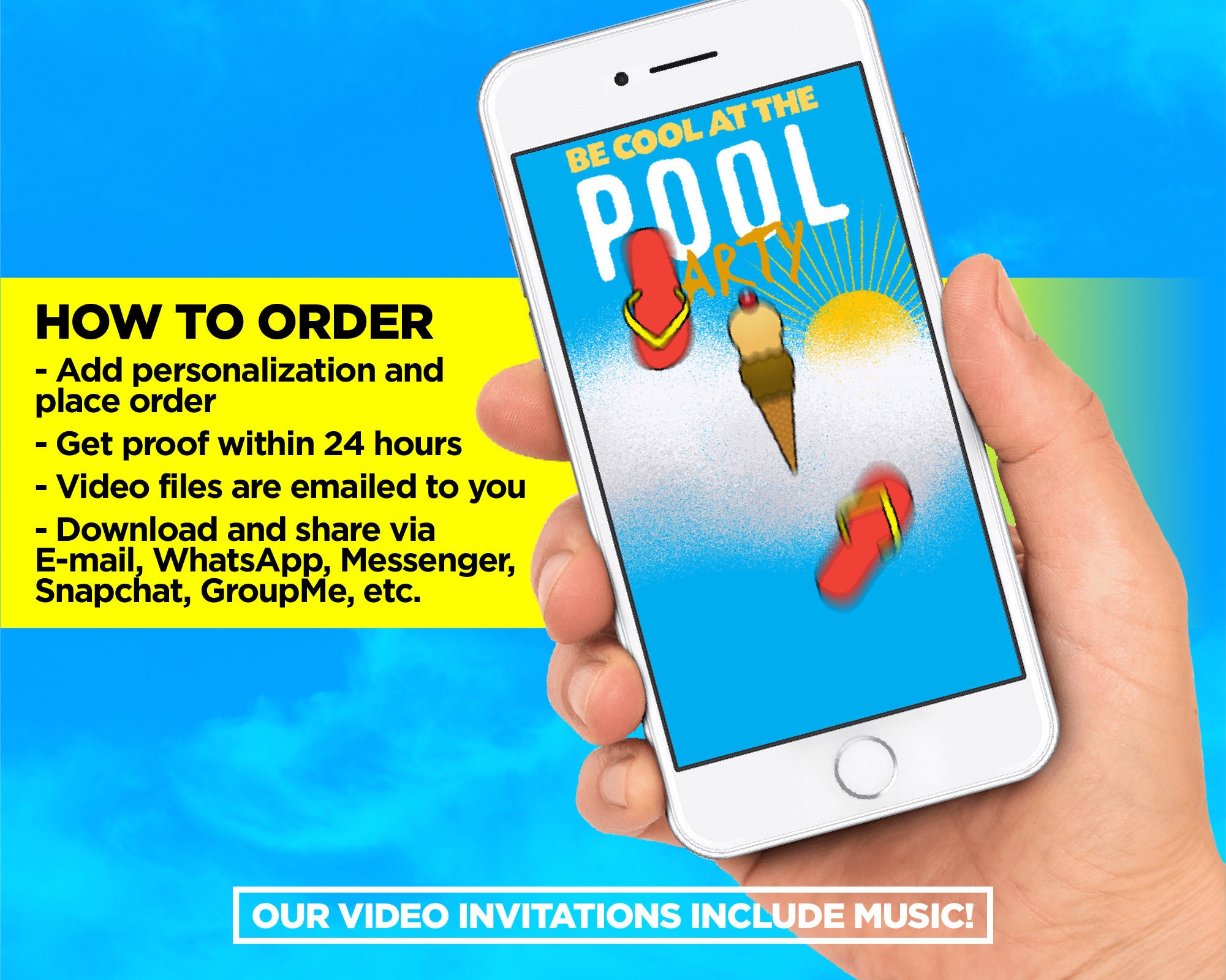 Pool Party Animated Video Invitation Family Reunion & Springtime ...