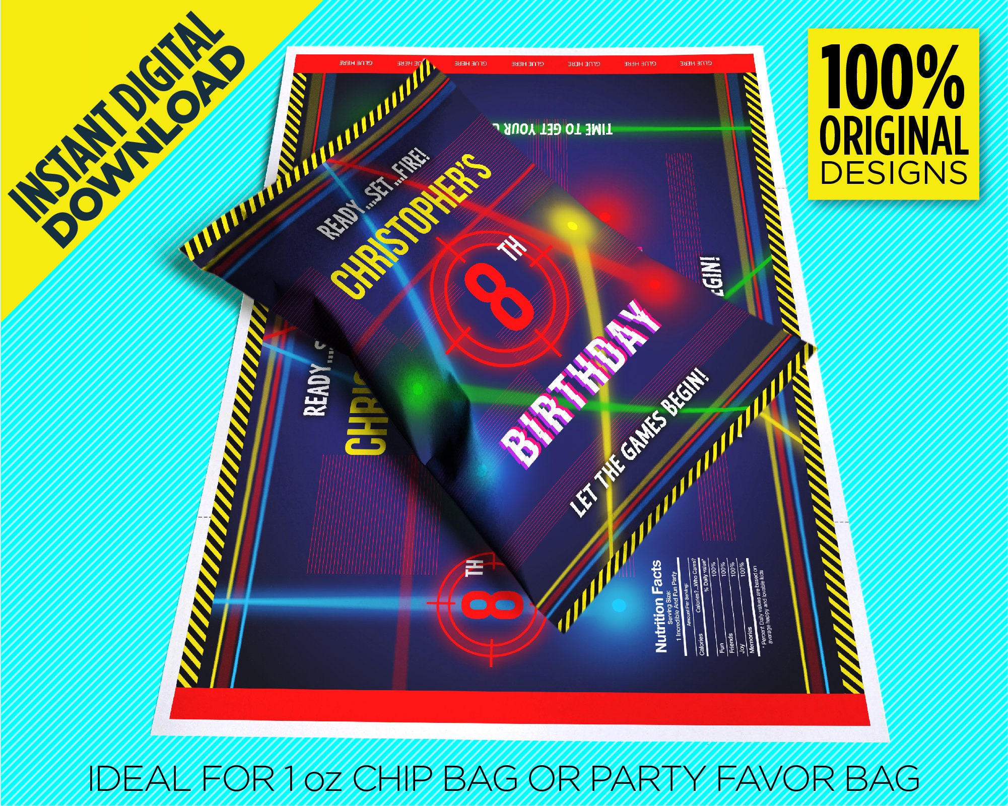 Laser Tag Chip Bag Printable Ideal for 1oz Chip Bag or Party - Etsy