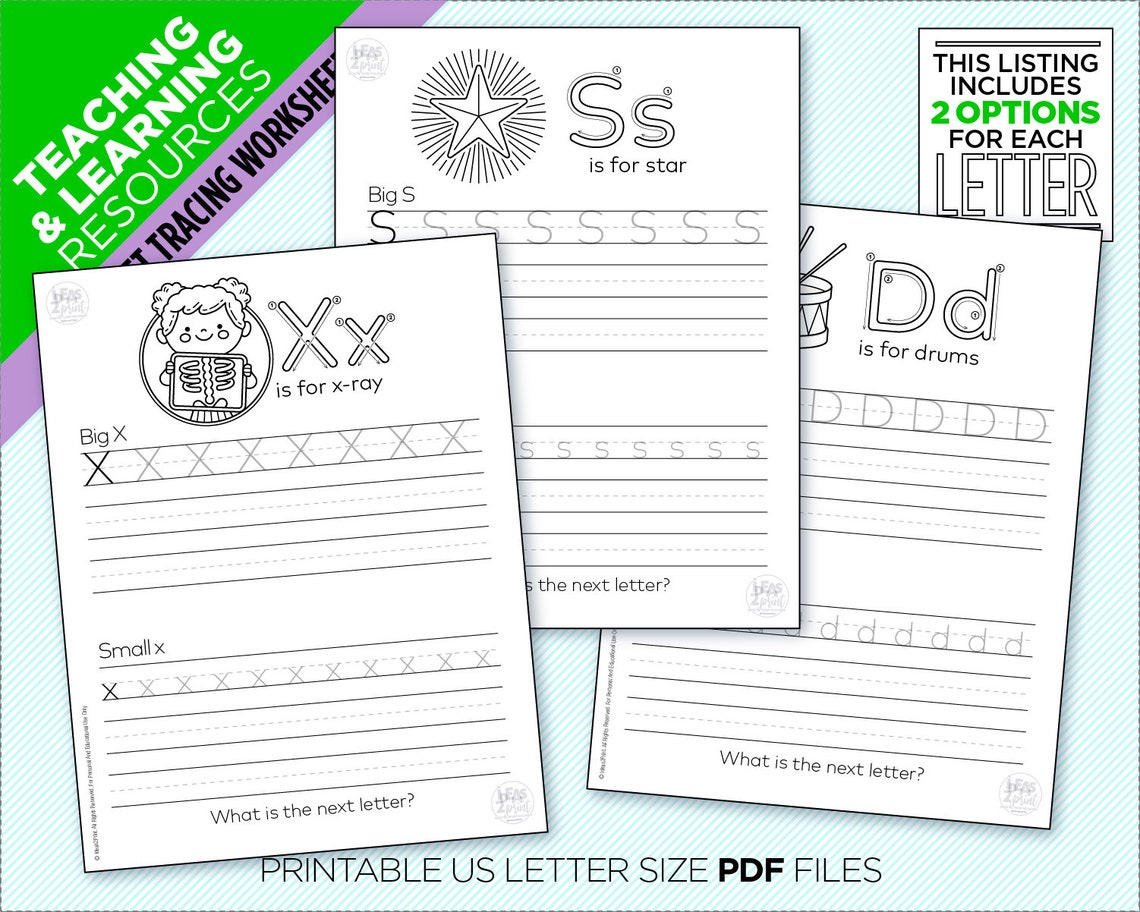 Printable Alphabet Tracing Worksheet From A to Z 2 - Etsy