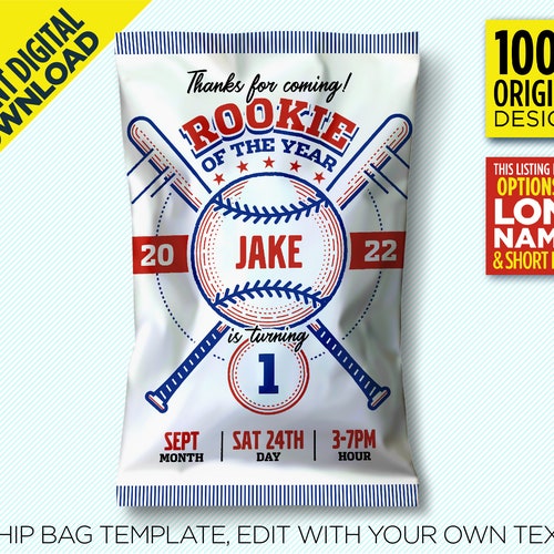 Baseball Chips Bag First Birthday Party Favor ONE Chip - Etsy