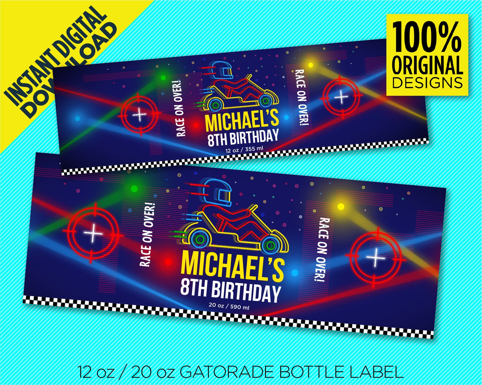 Go Kart and Laser Tag Gatorade Labels 12 Oz / 20 Oz Gatorade - Etsy