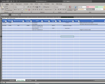Fuel Spreadsheet | Etsy