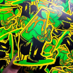 Lava Lamper Vinyl Sticker, Neon Yellow and Green Lava Lamp Character ...