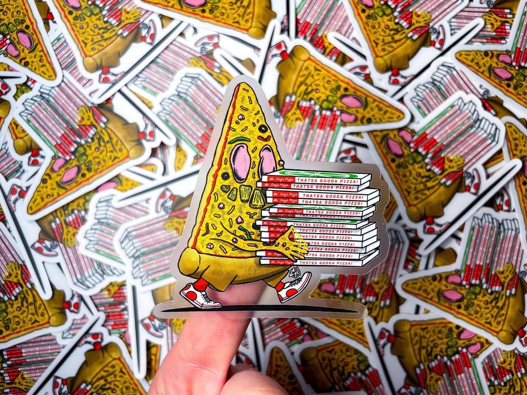 Pizza Boy Clear Vinyl Stickers, Fast Food Illustration Sticker Art ...