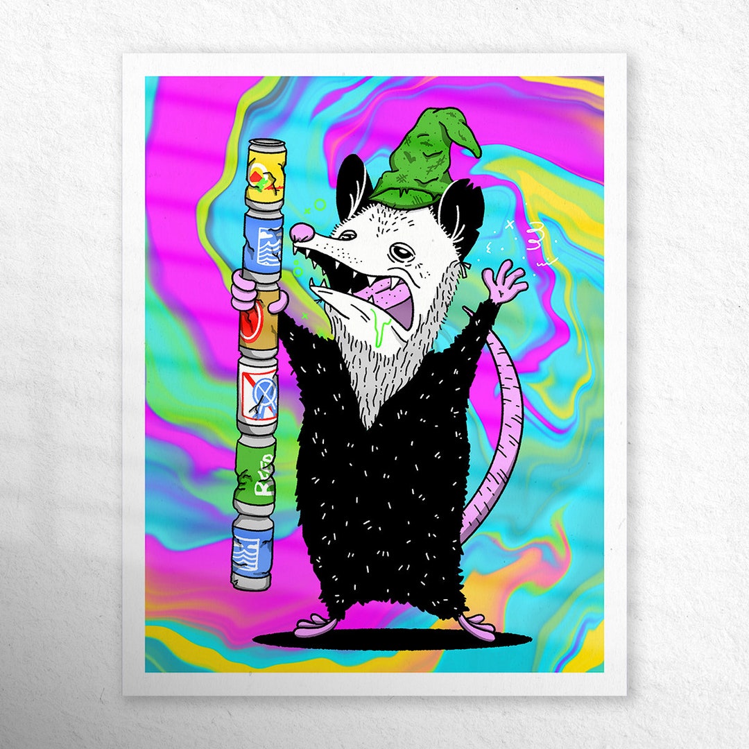 Drunken Wizard Opossum Art Print: Colorful Pop Art Illustration - Etsy