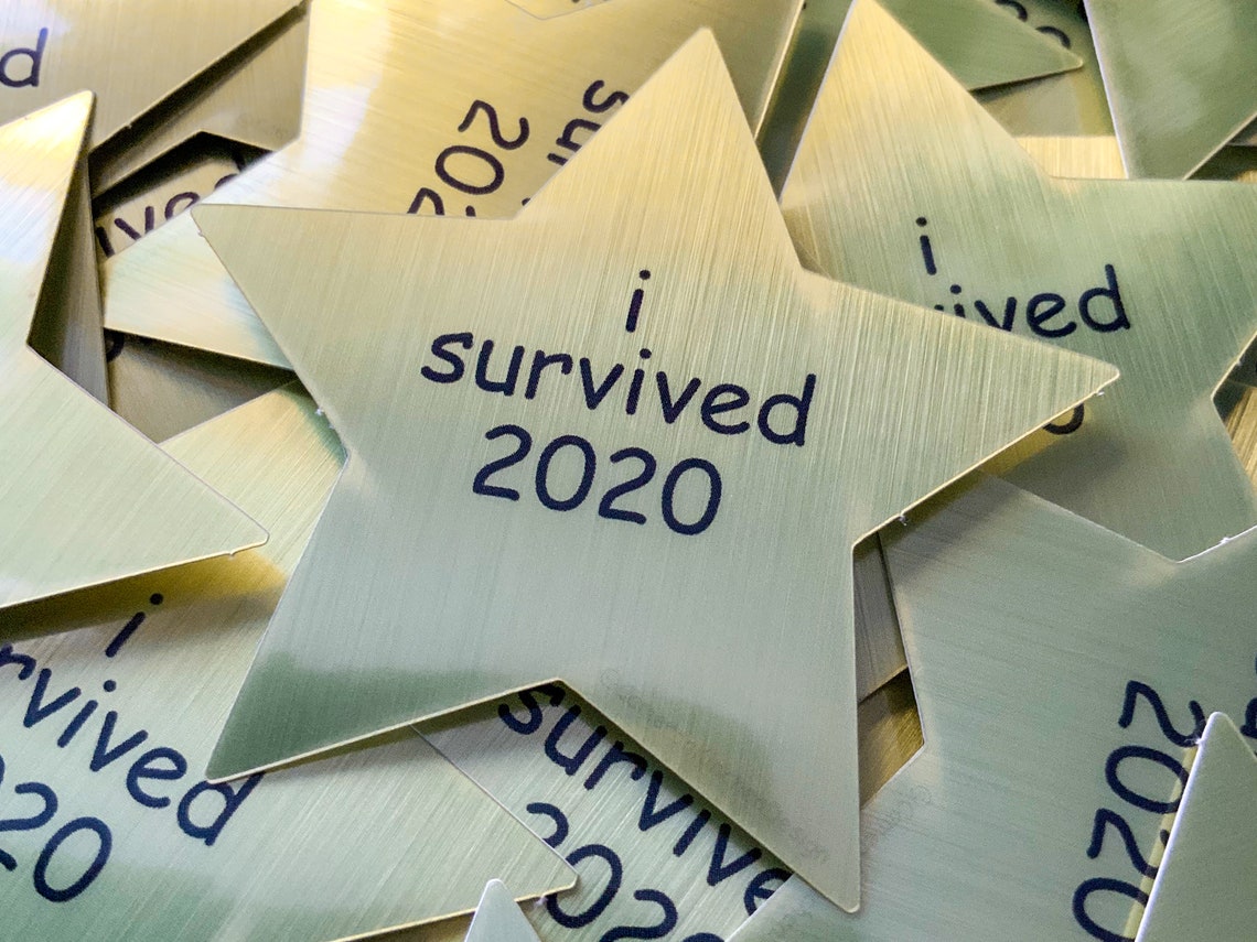 I Survived 2020 Golden Brushed Aluminum Star Stickers - Etsy UK