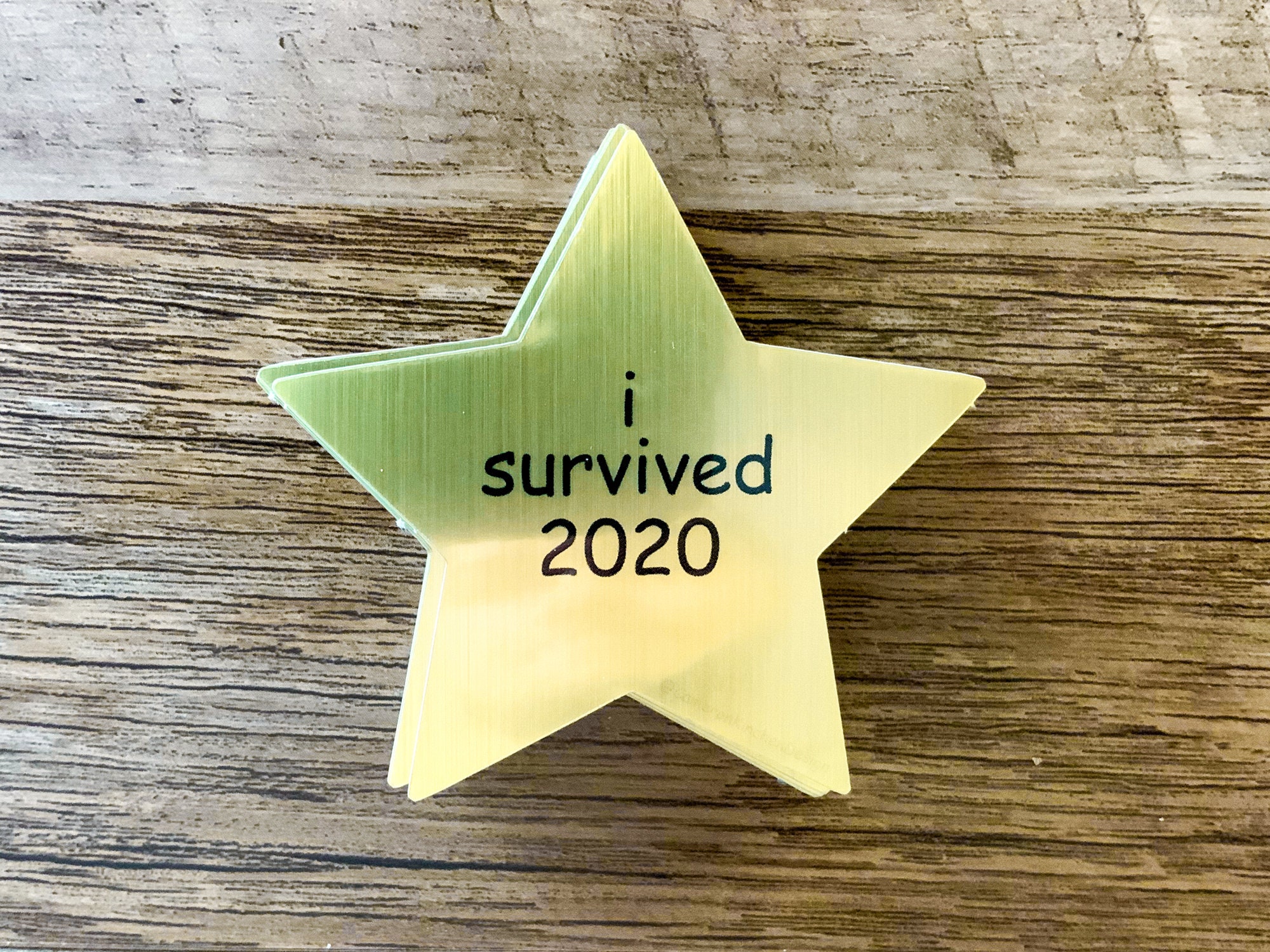 I Survived 2020 Golden Brushed Aluminum Star Stickers - Etsy UK